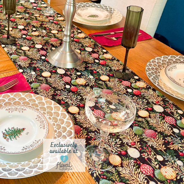 Bauble Table Runner - Festive Tapestry | Floral Lifestyle